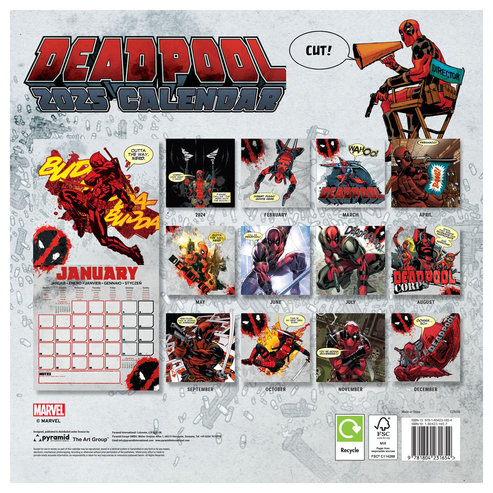 Kalendarz ścienny Marvel Deadpool 2024/2025