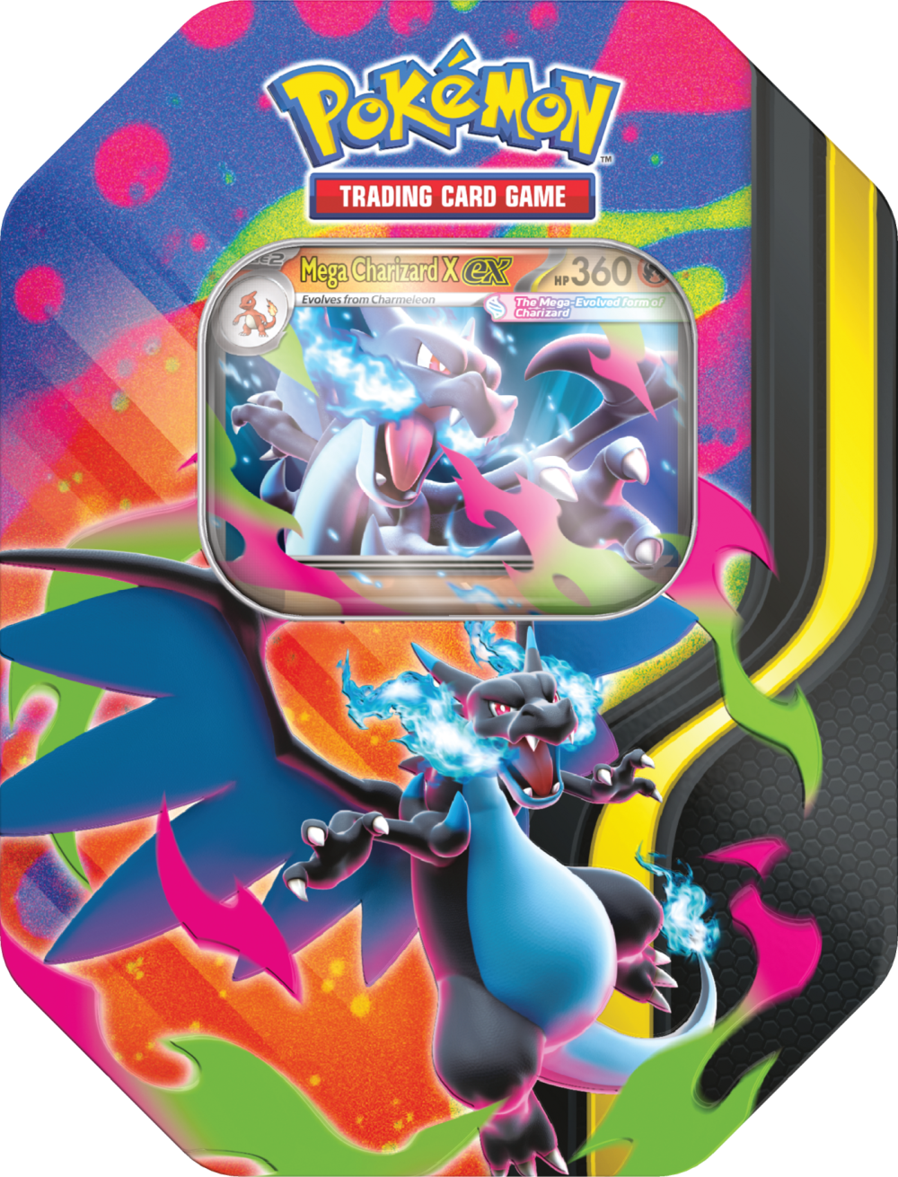 Karty do gry Pokémon TCG: Mega Charizard Tin - Mega Charizard X ex